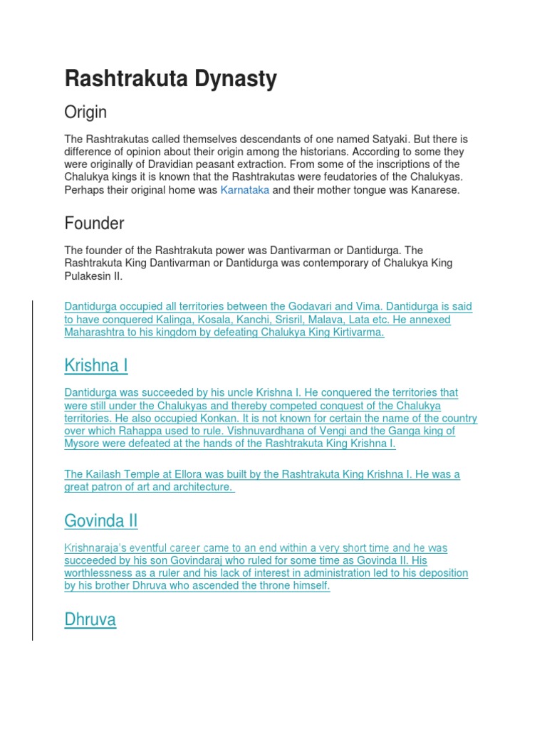 Rashtrakuta Dynasty | PDF | South India | Asian Royal Families