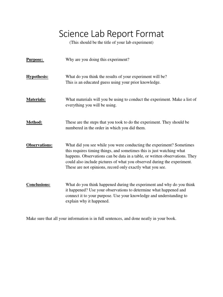 Science Lab Report Format | PDF