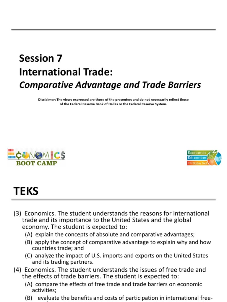 Session 7 International Trade:: Comparative Advantage and Trade ...