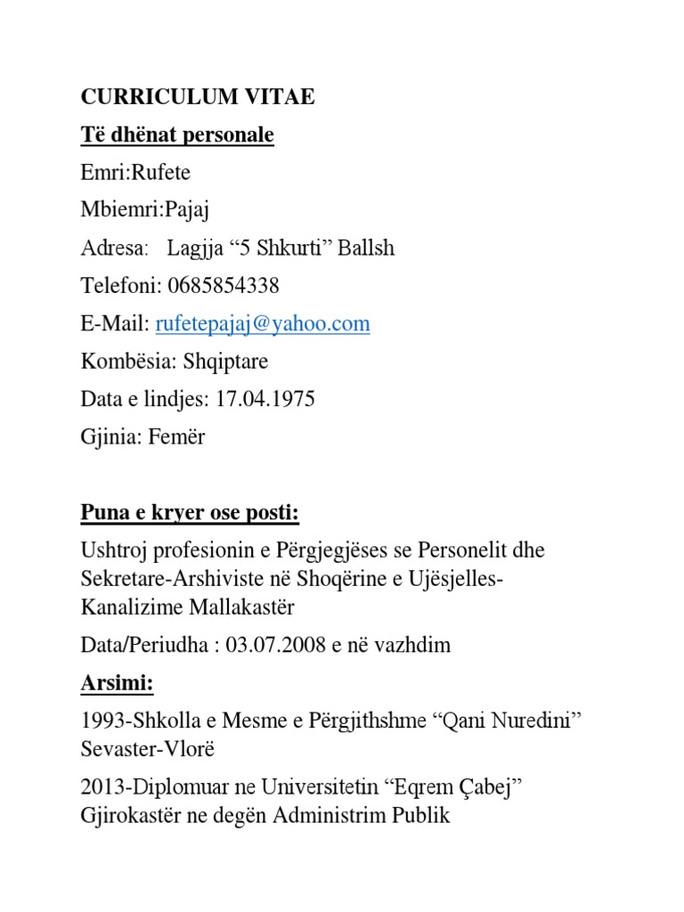 Curriculum Vitae | PDF