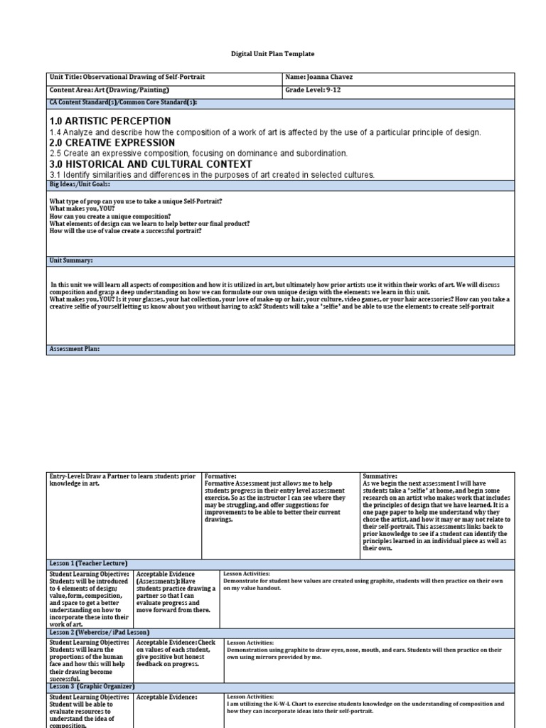 Digital Unit Plan Template Updated | PDF | Educational Assessment | Drawing