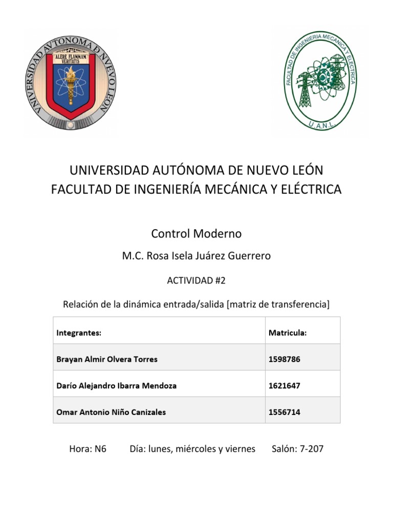 Control Moderno y Matriz de Transferencia | PDF | Tecnología
