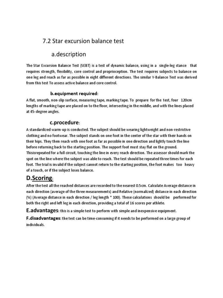7.2 Star Excursion Balance Test A.description: D.Scoring | PDF