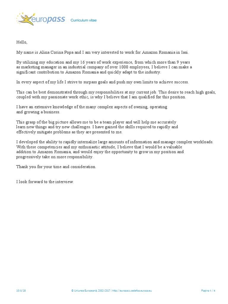 CV Popa Alina Corina | PDF | Career & Growth | Business