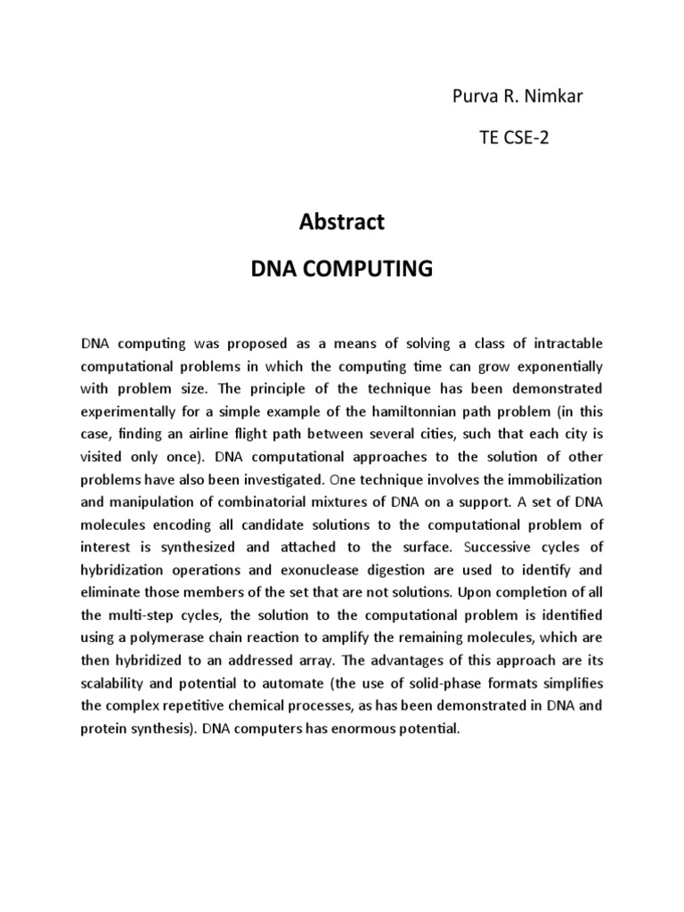 DNA Computing for Complex Problems | PDF | Teaching Methods & Materials ...