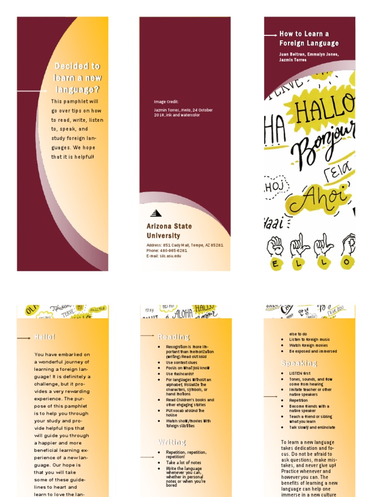 How To Learn A Foreign Language Pamphlet | PDF | Behavior Modification ...