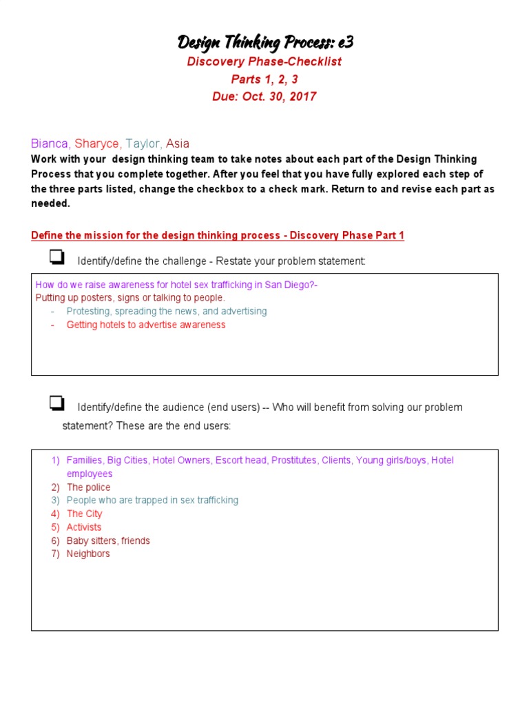 Discovery Phase Checklist | PDF | Sex Trafficking | Human Trafficking