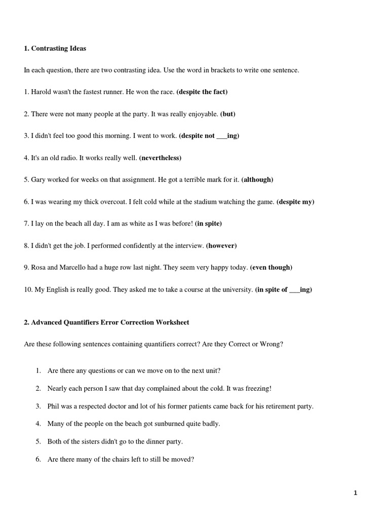 Advanced Grammar Exercises With Key | PDF