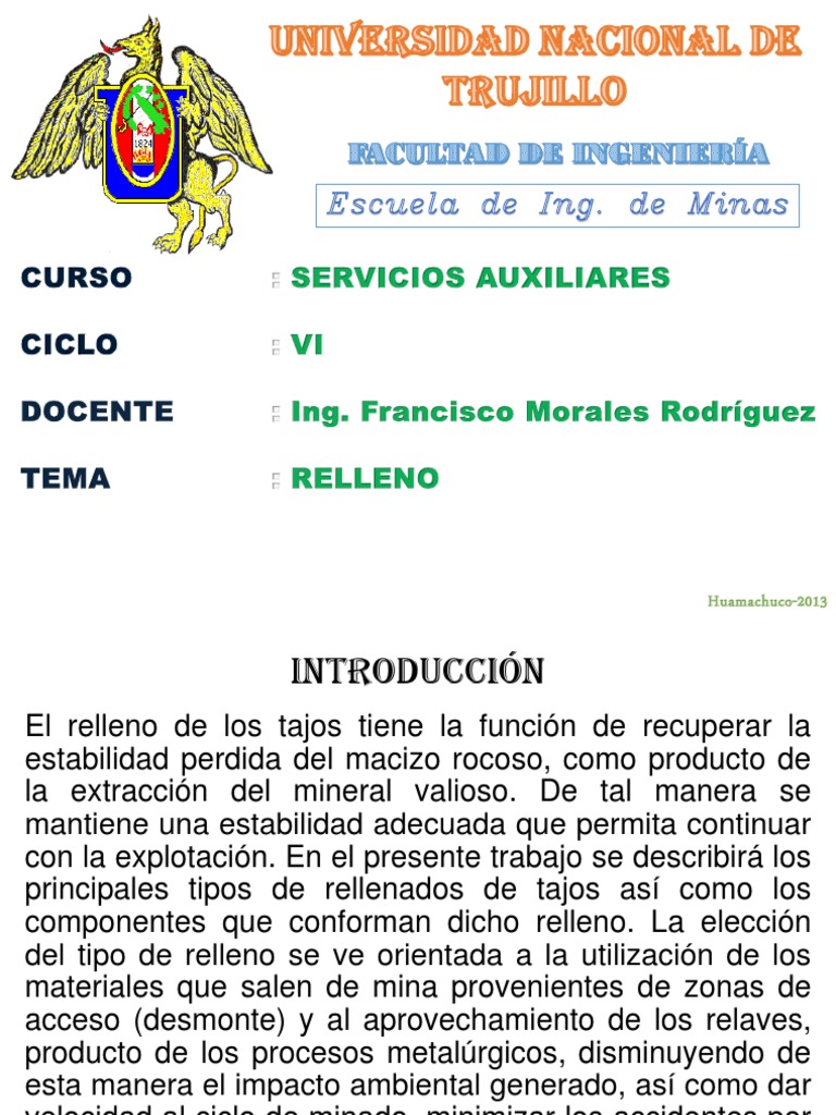 Tipos de Relleno | PDF | Cemento | Minería