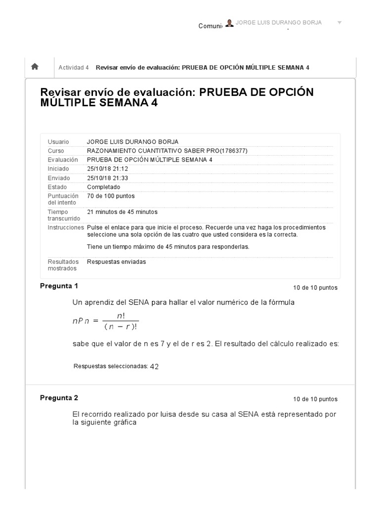 Prueba de Opción Múltiple Semana .. | Ocio