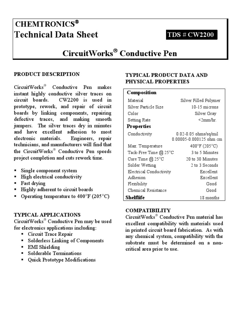 CircuitWorks Conductive Pen Overview | PDF | Electrical Resistivity And ...