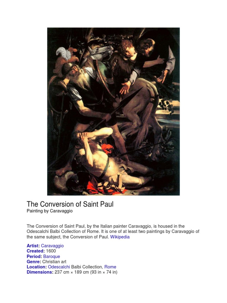 Caravaggio's Saint Paul Conversion | PDF | Social Science | Art