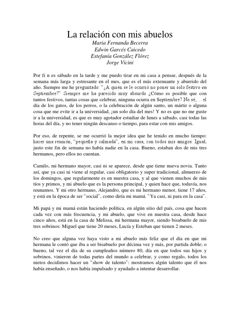 Relación y recuerdos con mis abuelos | PDF | Vejez