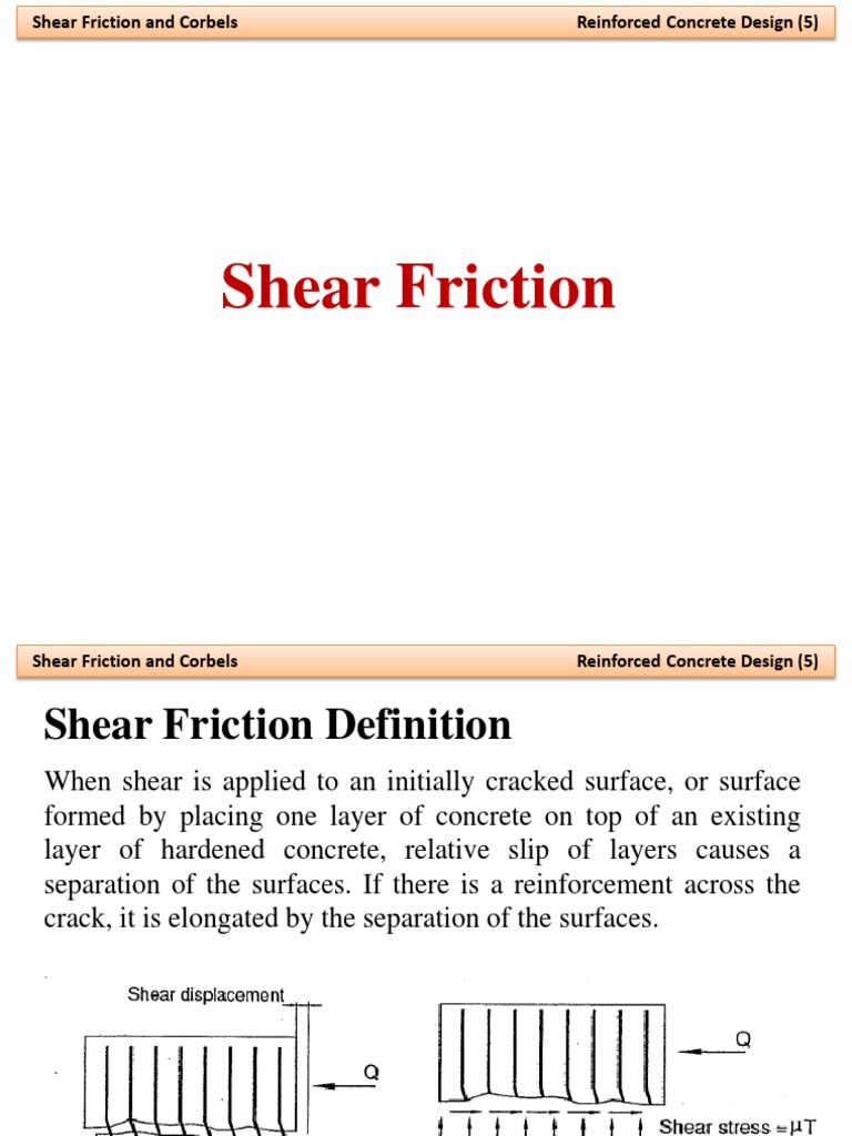 Shear Friction and Corbles Lec | PDF | Reinforced Concrete | Friction