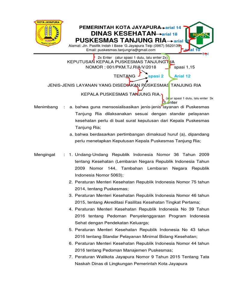 Contoh SK PKM Tanjung Ria Sesuai Tata Naskah | PDF