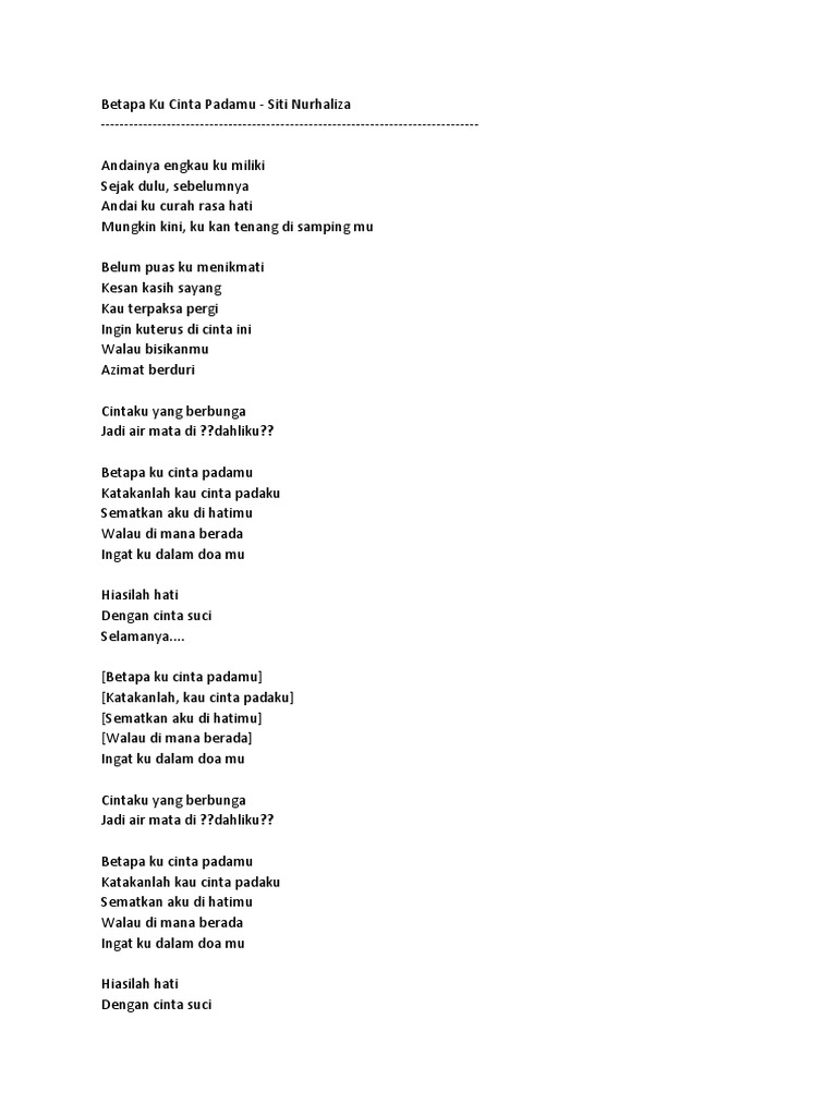 Betapa Ku Cinta Padamu | PDF | Leisure