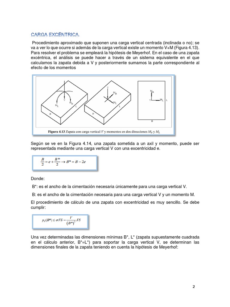 Cálculo de Cargas Excéntricas en Zapatas | PDF | Fundación (Ingeniería ...