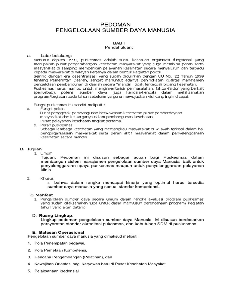 2.2.1 Pedoman Pengelolaan SDM | PDF