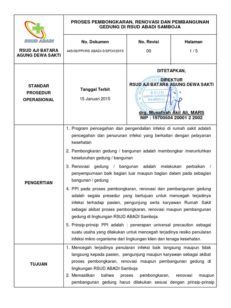 Prosedur PPI Renovasi RSUD Abadi Samboja | PDF | Bisnis | Sains ...