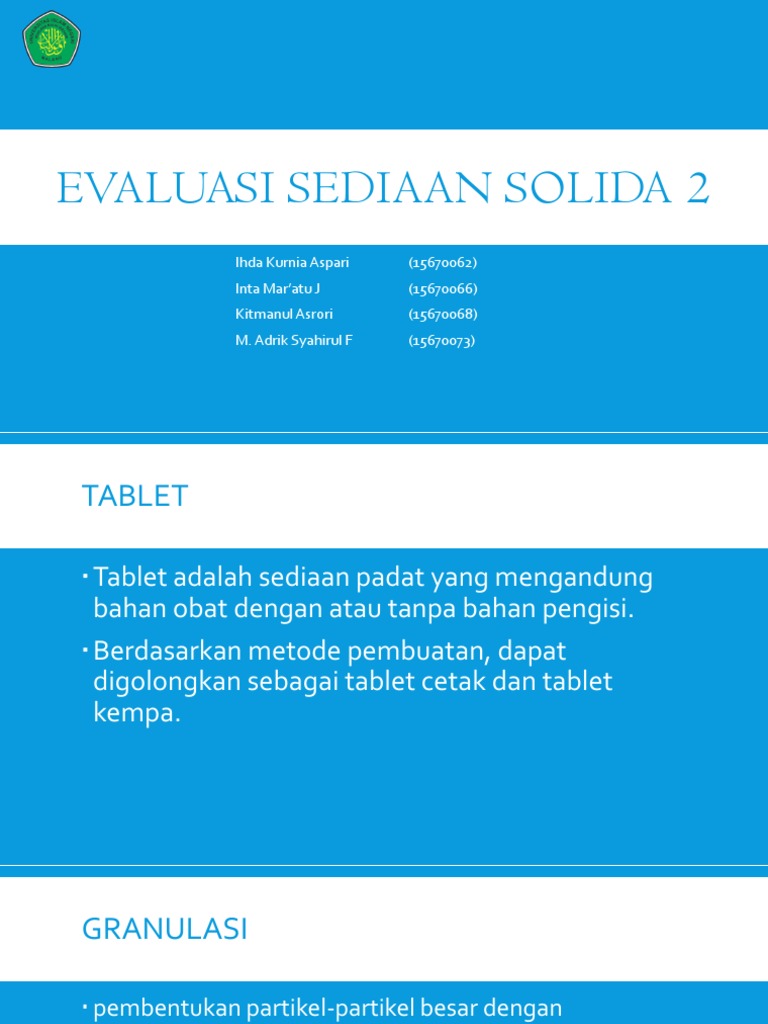 Evaluasi Sediaan Tablet dan Granul | PDF