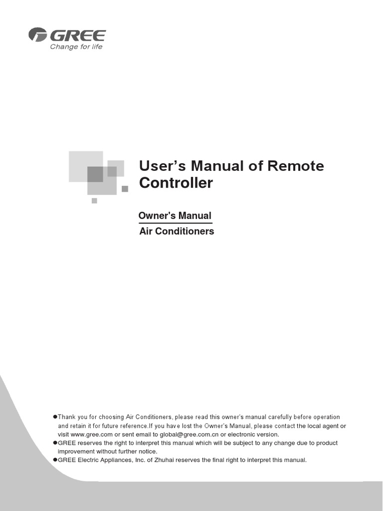 Gree Users Manual | PDF | Air Conditioning | Turbocharger