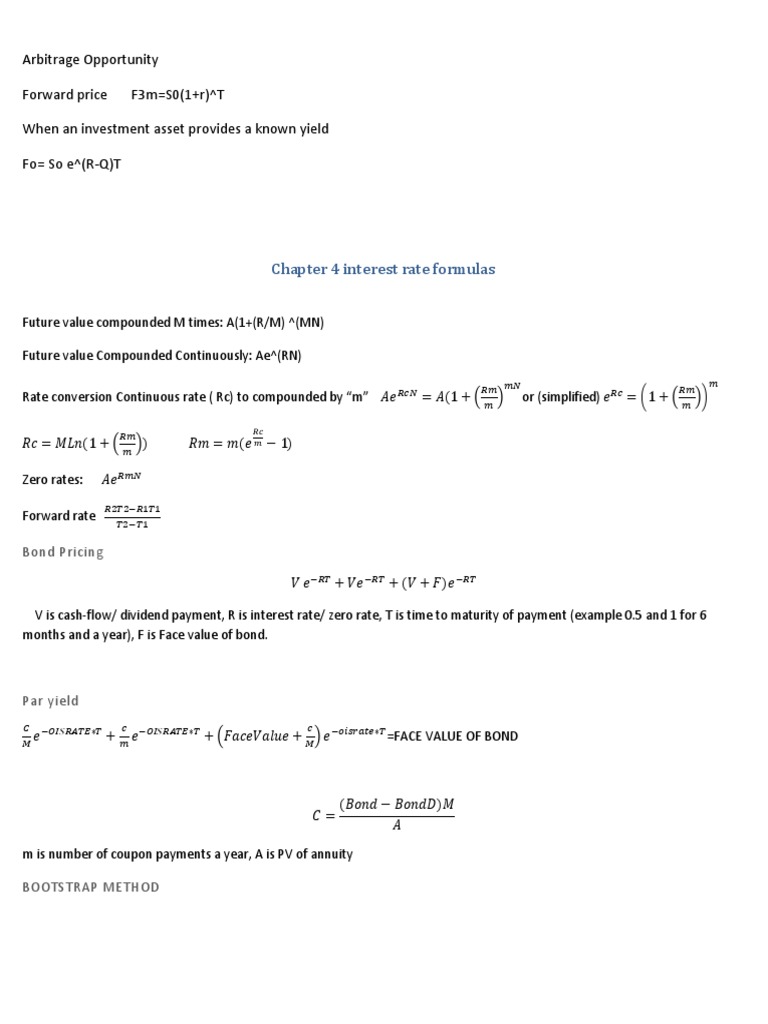 Chapter 4 Interest Rate Formulas | PDF | Futures Contract | Beta (Finance)