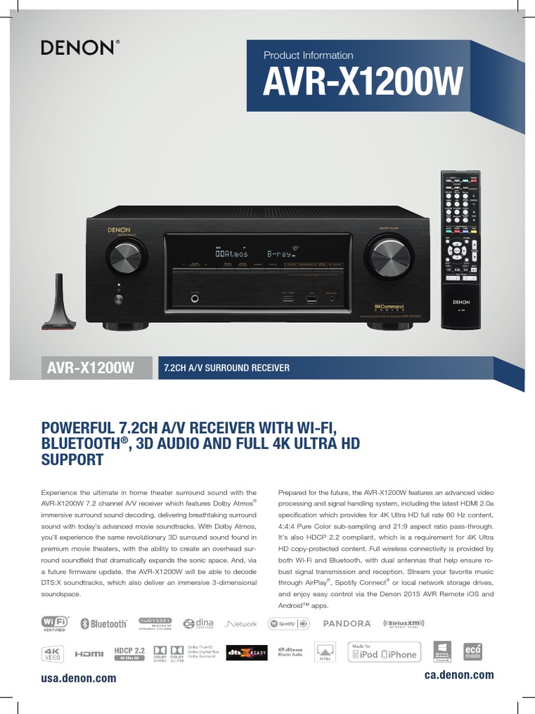 AVR-X1200W v3 PDF | PDF | Hdmi | Audio Engineering