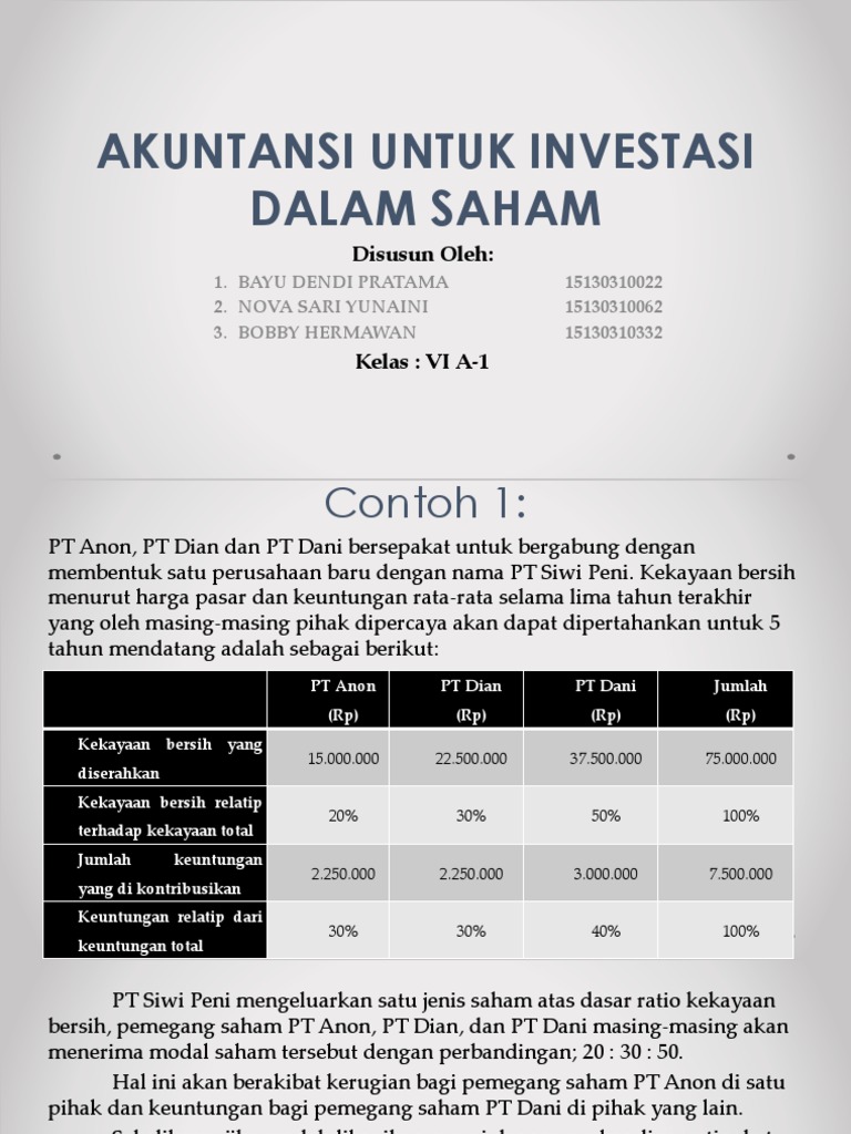 Akuntansi Investasi Saham | PDF | Pengelolaan Keuangan & Uang