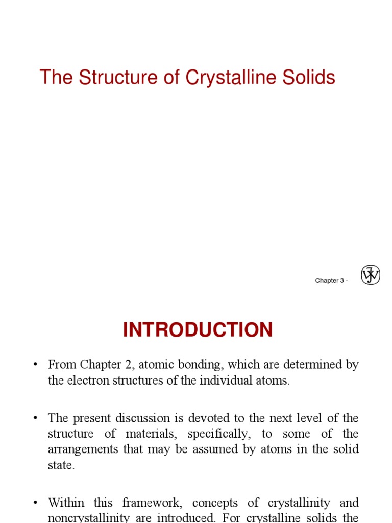 The Structure of Crystalline Solids: Chapter 3 | PDF | Crystal ...