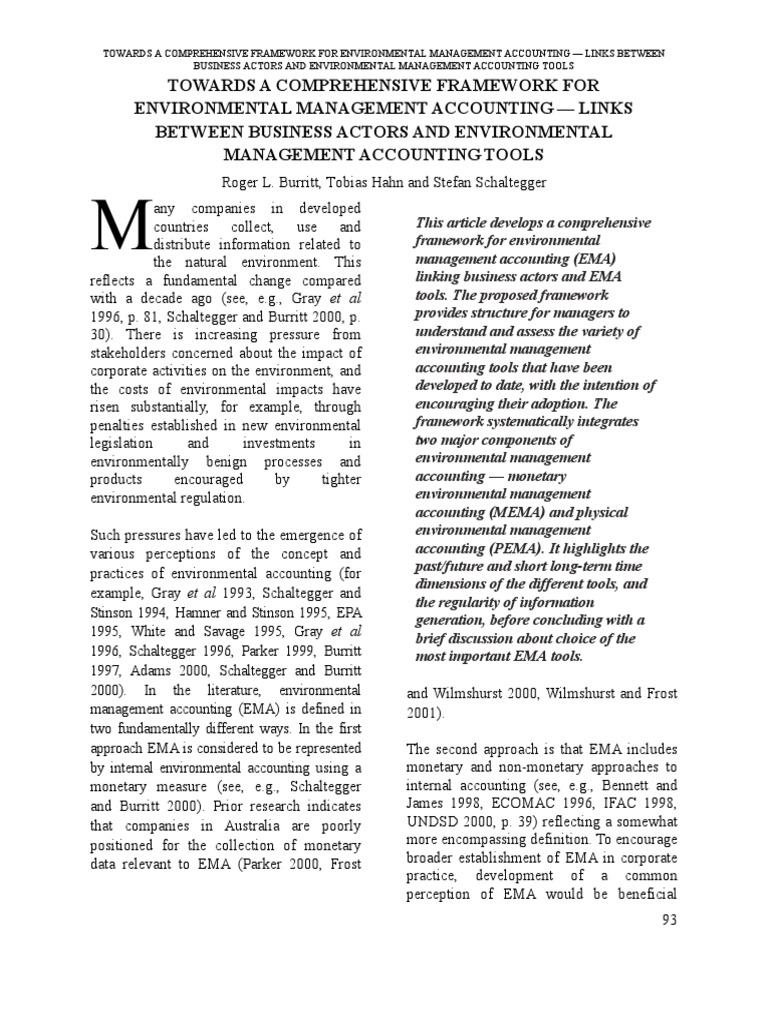 Framework links EMA tools to business actors | PDF | Environmental ...