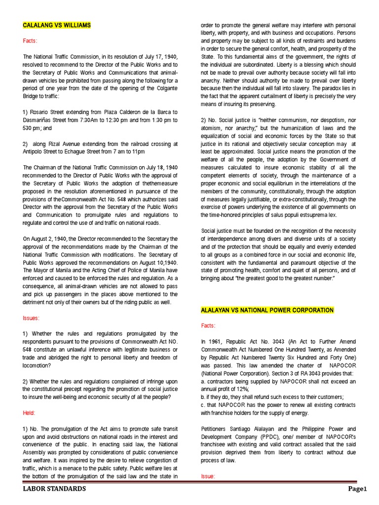 Facts:: Labor Standards | PDF | Employment | Labour Law