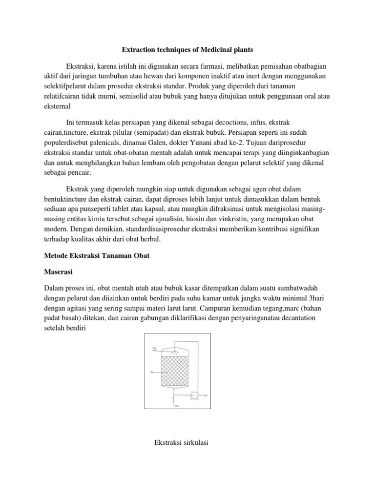 Extraction Techniques of Medicinal Plants | PDF