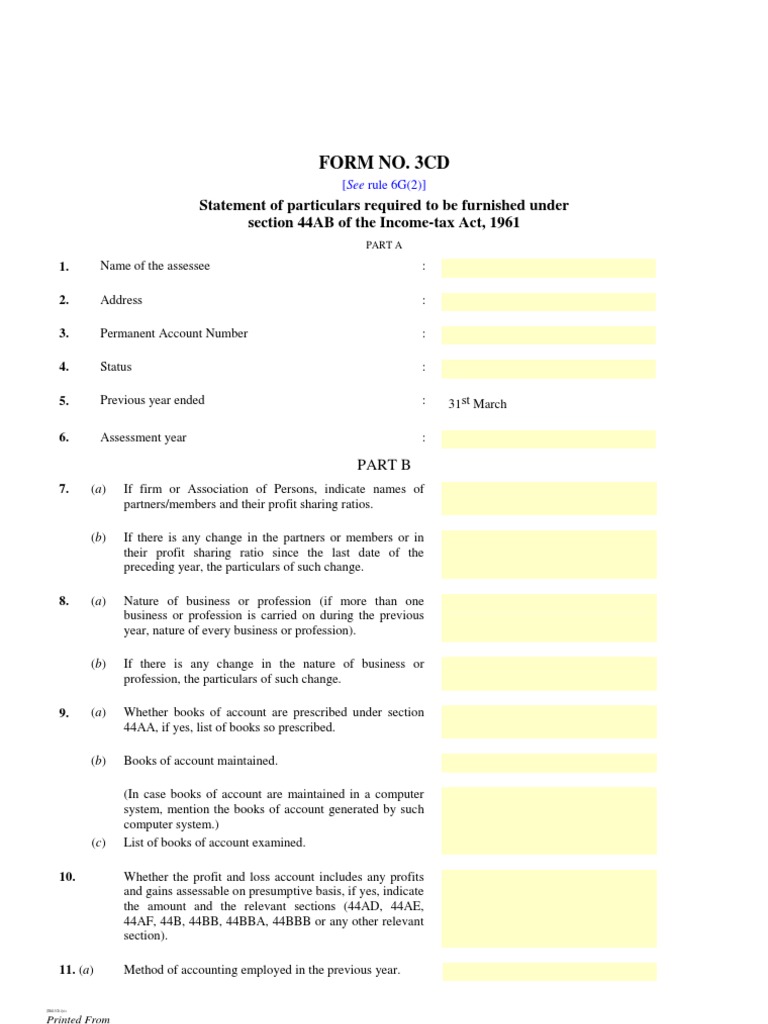 Form 3CD Word Format | PDF | Cheque | Loans