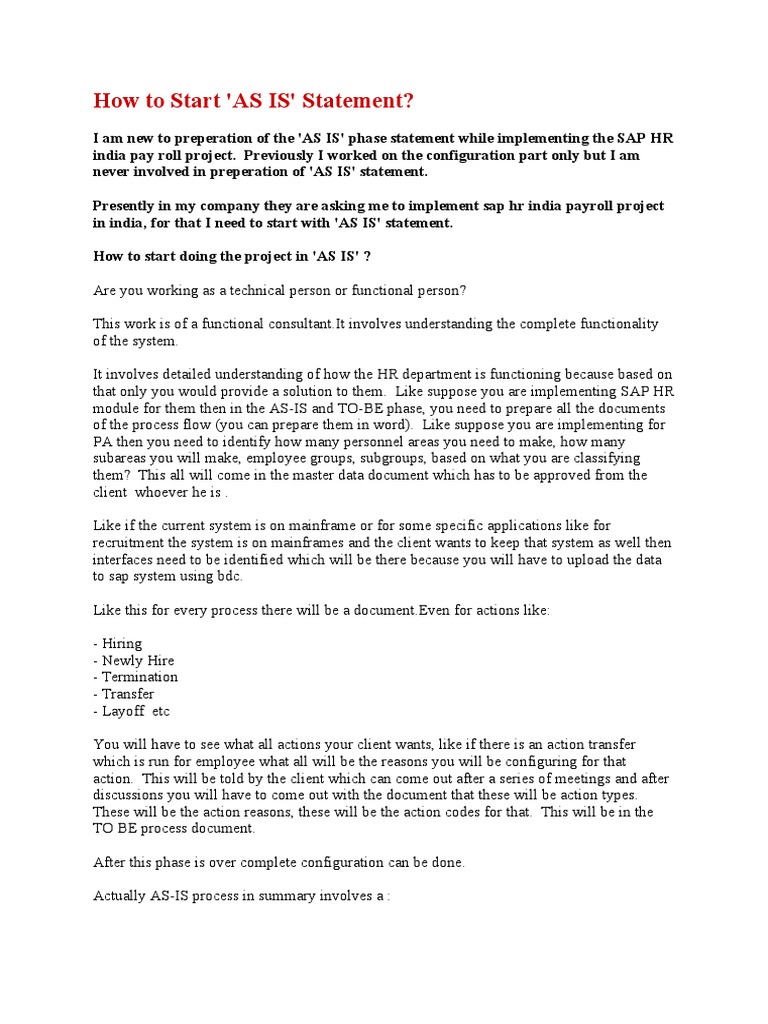 How To Start 'AS IS' Statement? | PDF | Computer Engineering | Computing