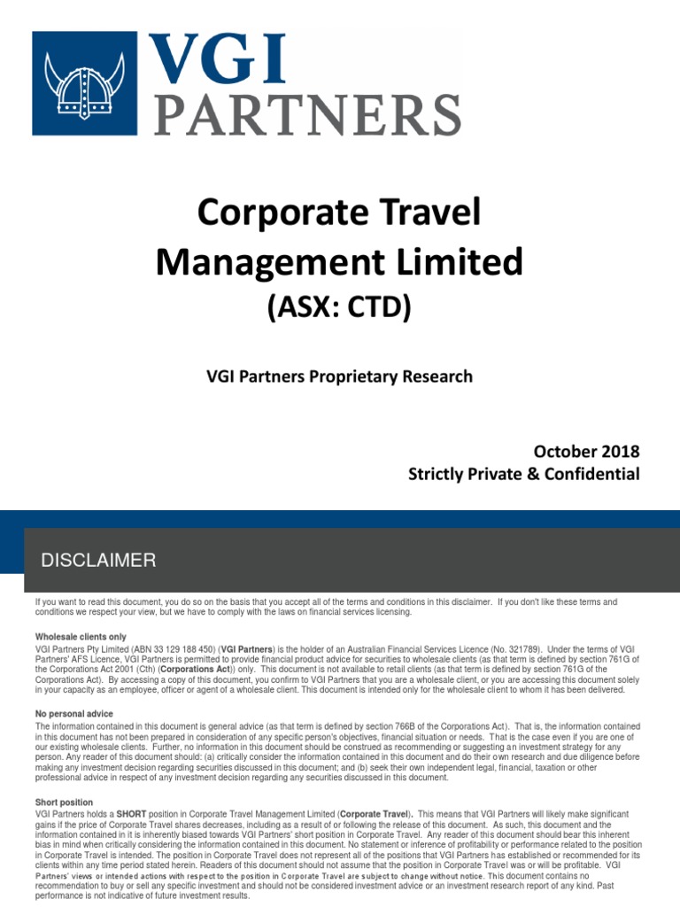 VGI Partners Presentation On Corporate Travel Management October 2018 ...