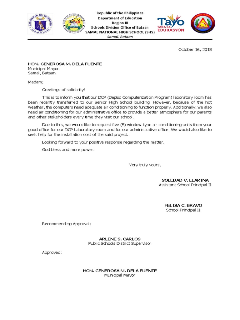 Request for Air Conditioners at School | PDF
