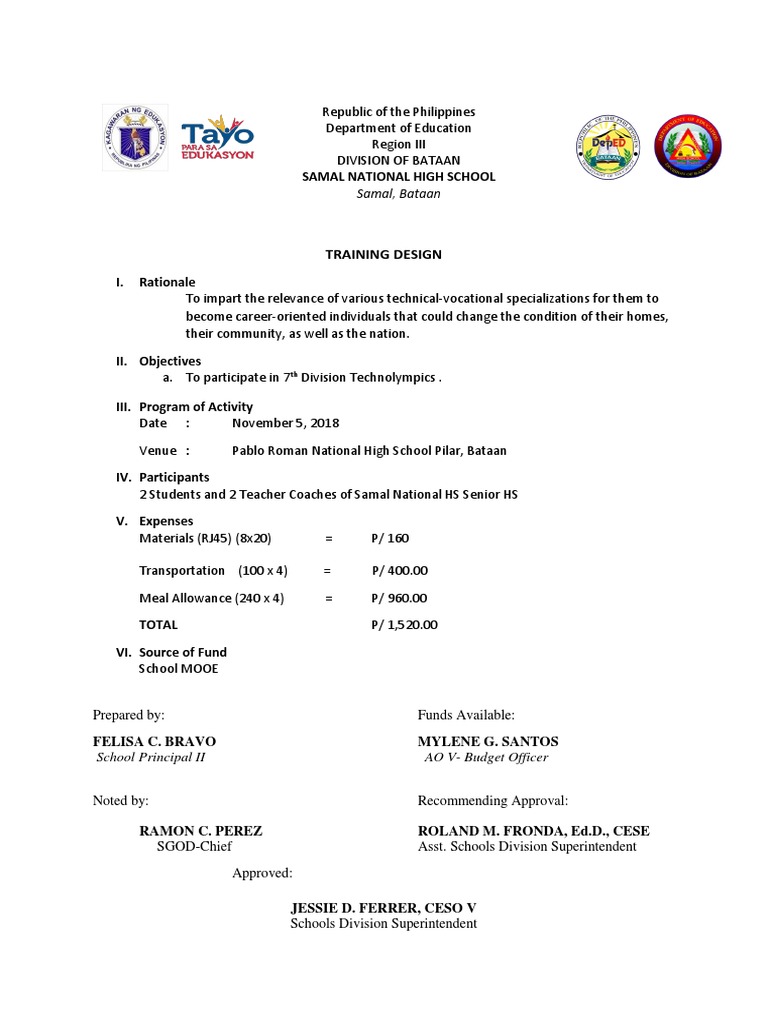 Training Design Technolympics | PDF