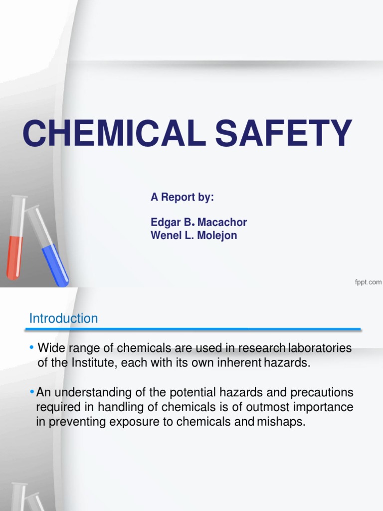 Chemical Safety: A Report By: Edgar B. Macachor Wenel L. Molejon | PDF ...