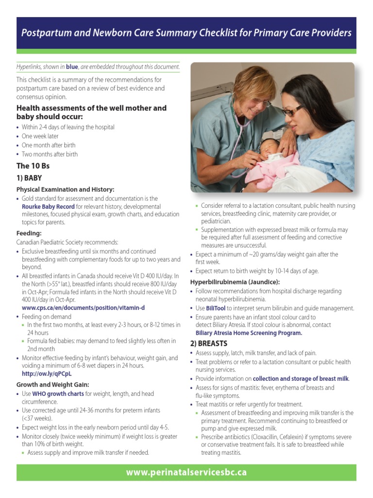 Postpartum Checklist | PDF | Postpartum Period | Breastfeeding