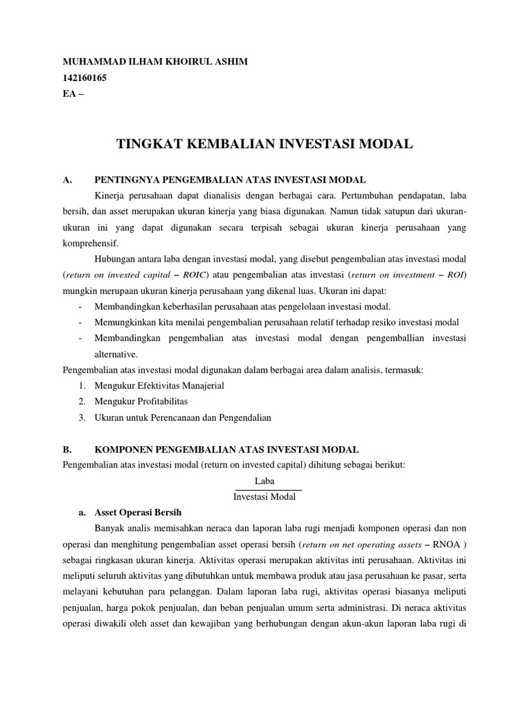 Alk Bab 8 - Tingkat Kembalian Investasi Modal | PDF