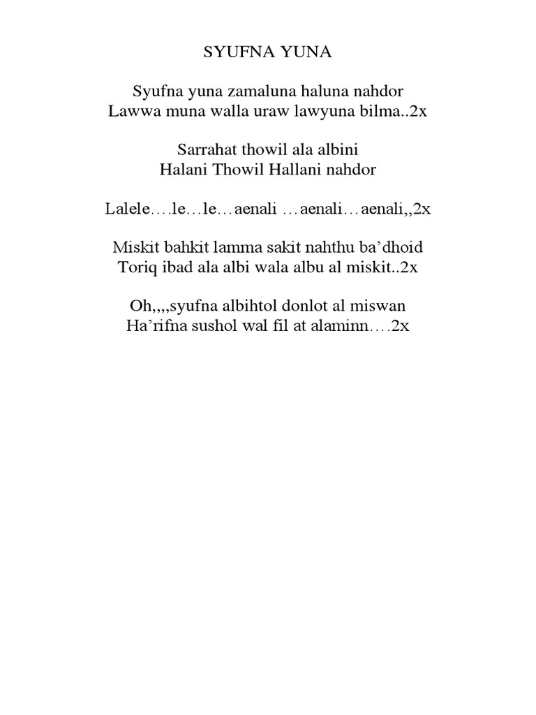 Lirik Sholawat Sufna Yuna | PDF | Religion & Spirituality