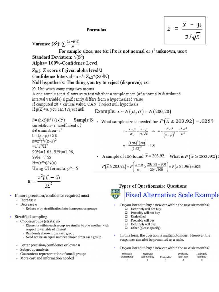 Formulas For Stat | PDF
