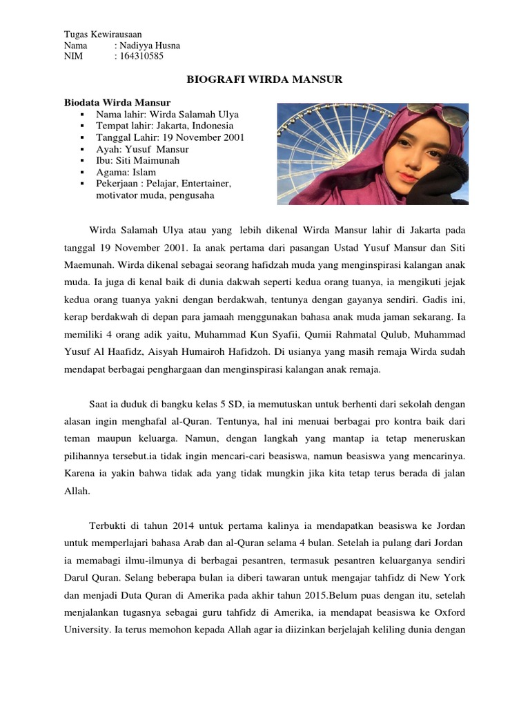 Biografi Wirda Mansur | PDF
