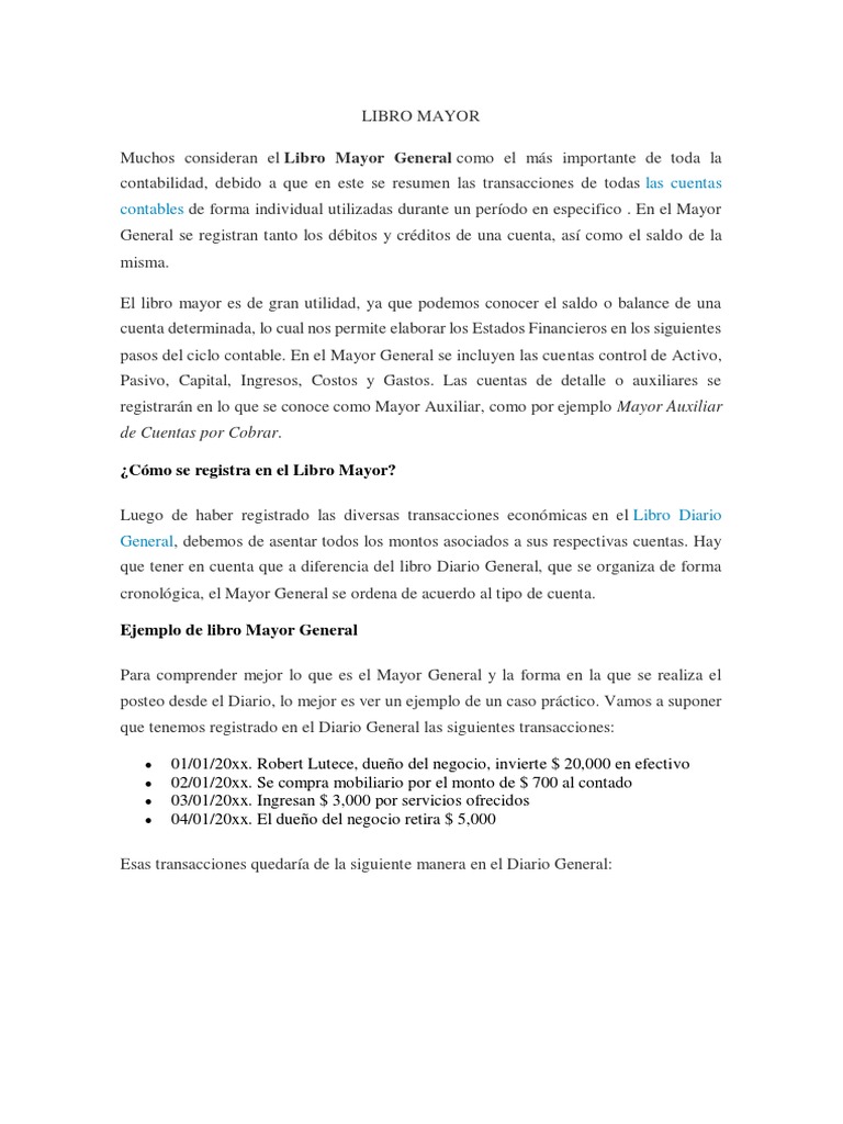 Guía del Libro Mayor en Contabilidad | PDF | Contabilidad | Economias
