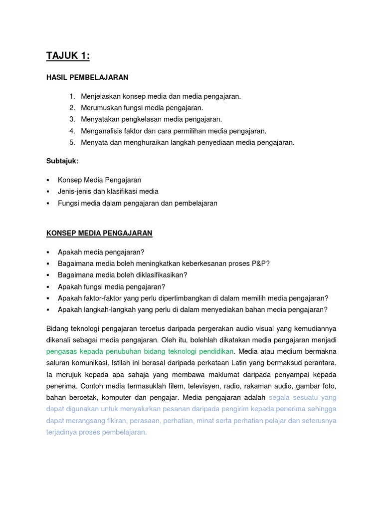 Nota TPP Tajuk 1 | PDF | Karier & Perkembangan | Seni