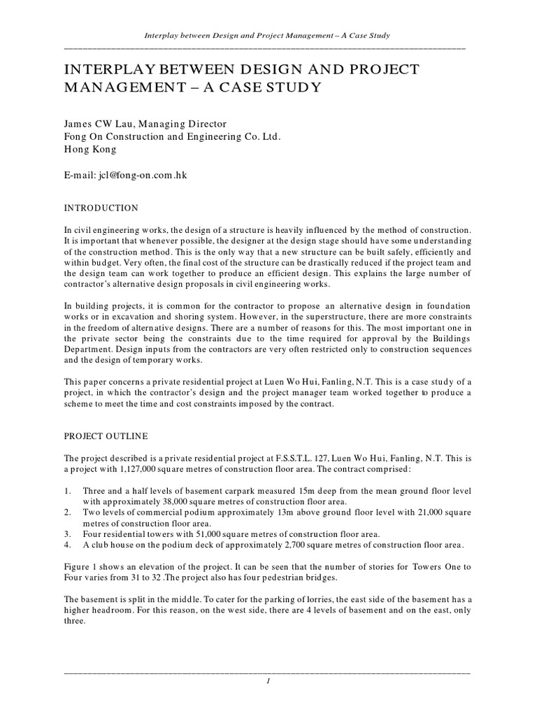 Interplay Between Design and Project Management - A Case Study ...