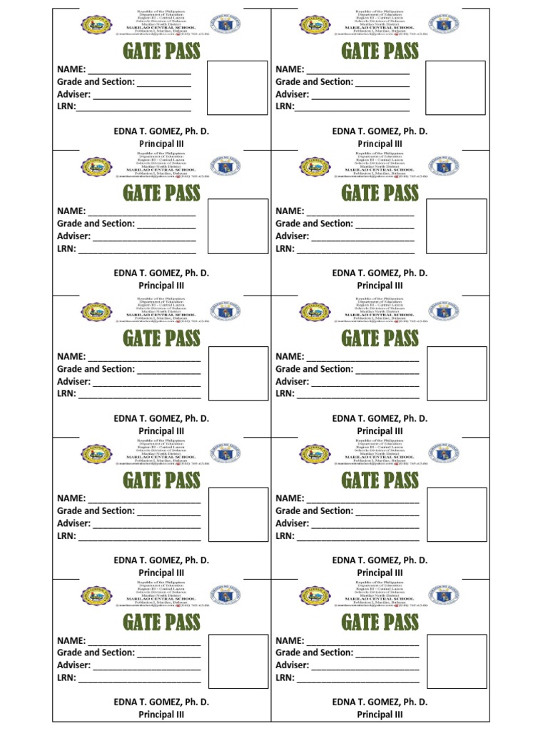 Student Gate Pass Form Template | PDF