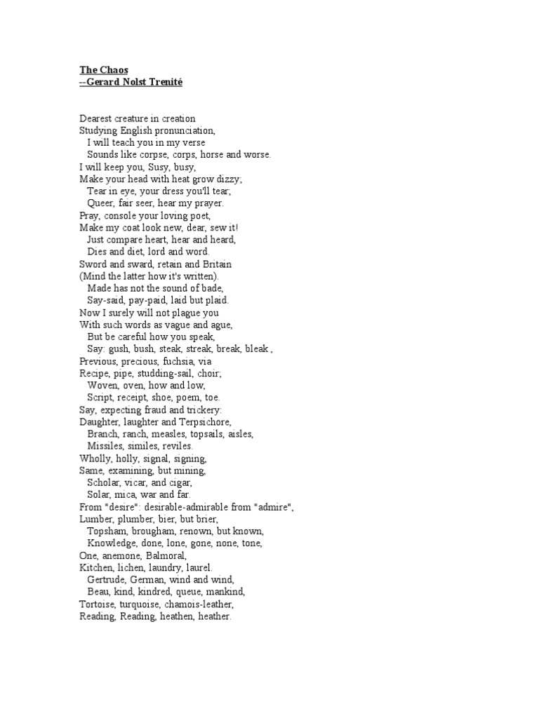 The Chaos - Gerard Nolst Trenité | PDF | Nature