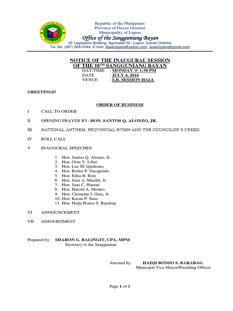 Agenda - Inaugural Session | PDF