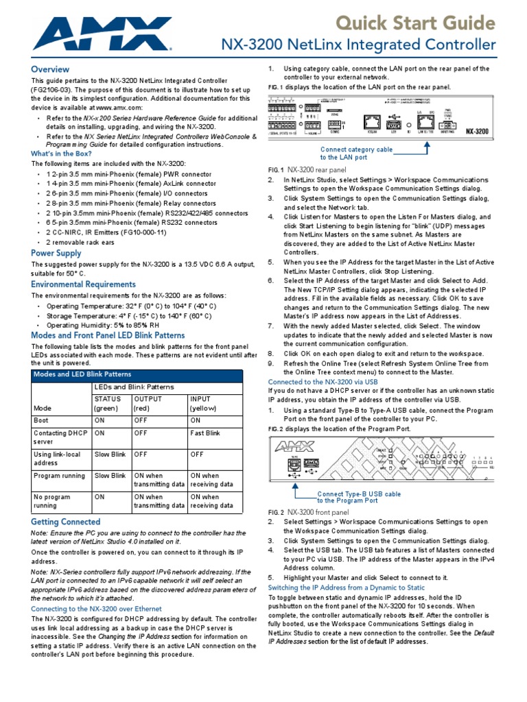 AMX NX 3200.QuickStartGuide | PDF | Ip Address | I Pv6
